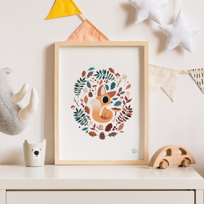 Affiche renard en forêt